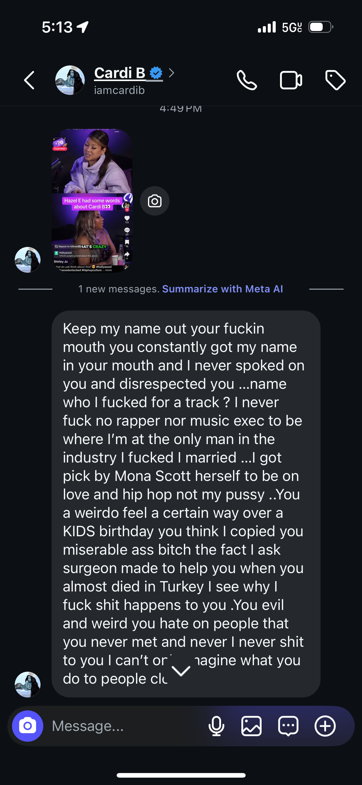 L&HH's Hazel E Leaks Explosive Cardi B Text Messages